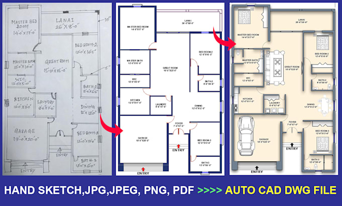 Redraw autocad, architectural, 2d floor plans by Engineerwalid | Fiverr