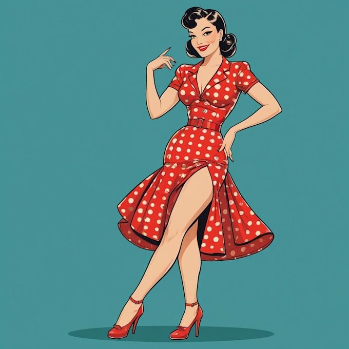 Draw a pin up girl and pin up girl illustration by Ficserpillar | Fiverr