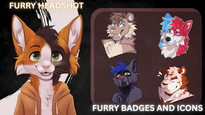 Draw custom furry headshot, fursona badge, furry icon, furry pfp, furry ...