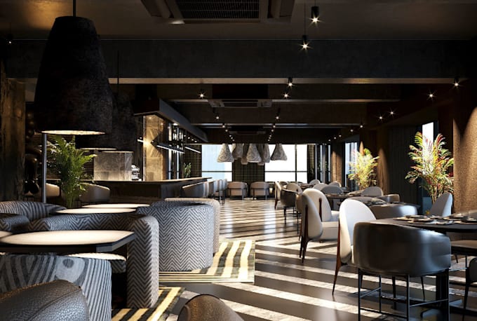 Design café coffee shop interior retail store restaurant spa with 3d ...