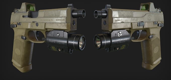 Remodel 3d gun,weapon asset,fnp45 tactical pistol,red dot sight,firearm ...