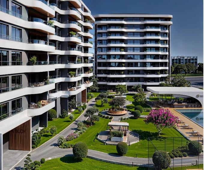 Rebuild 3d luxury highrise exterior, multi unit apartment,condo tower,cgi render by Fieresi | Fiverr