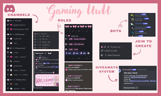 Create a cute ,aesthetic ,vtuber or gaming discord server by Itspnky ...