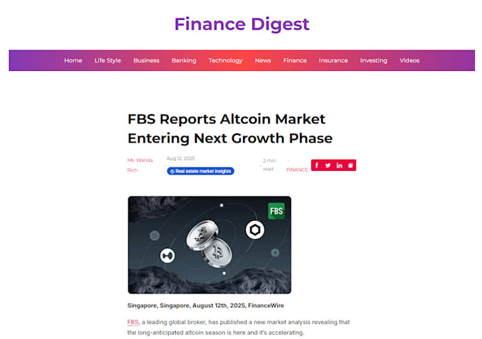 Publish articles on finance digest by Gbaf_media | Fiverr