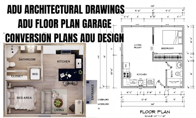 Do adu architectural drawings adu floor plan garage conversion plans ...