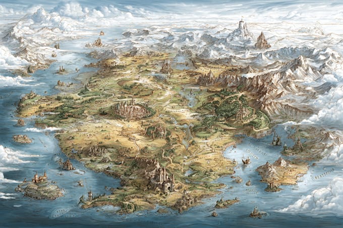 Design fantasy map illustration isometric map by Armanyiop | Fiverr
