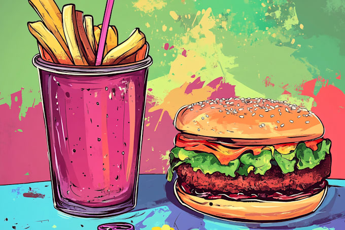 Create an food pop art for pop style by Hectoire | Fiverr