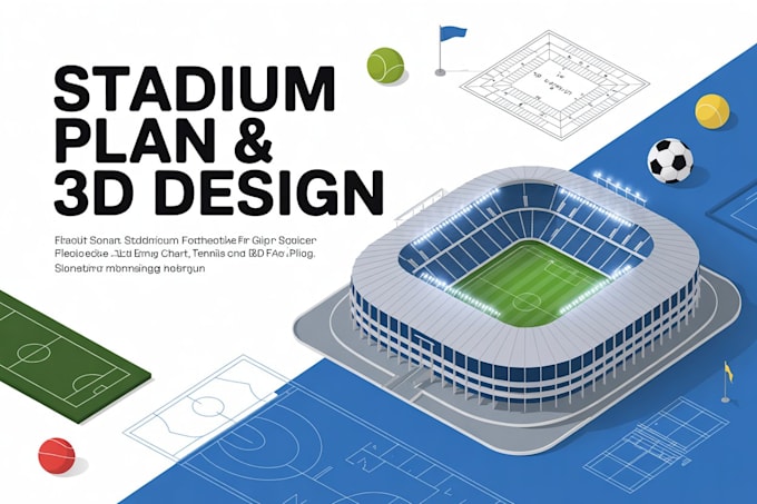 Design professional stadium plan, 2d floor plan, and 3d stadium ...