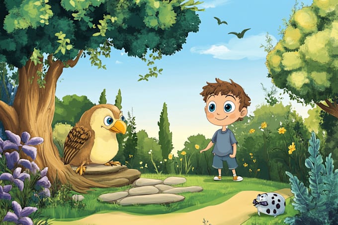 Draw cartoon children story book illustration by Caidenswitzer | Fiverr
