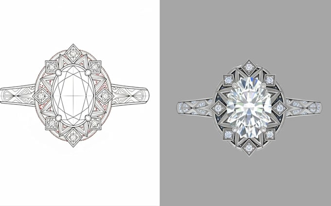 Covert your 2d sketch concept into printable 3d jewelry cad file by ...