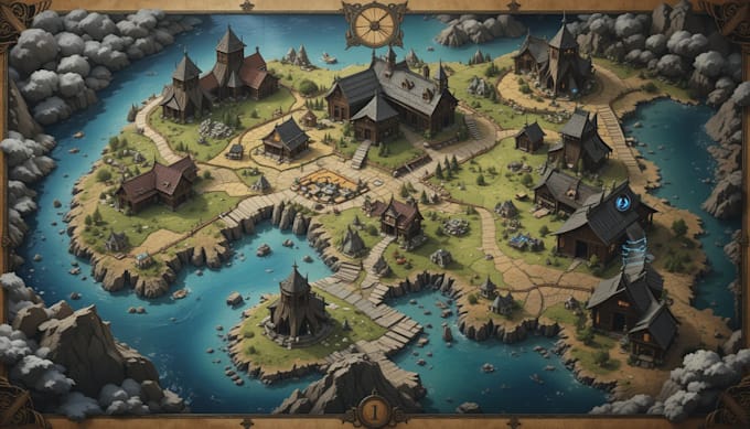 Make a fantasy map for rpg fantasy dnd novels board game by ...
