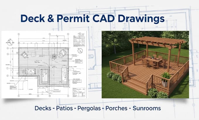 Do cad deck drawing, patio deck blueprint, pergola, porch sunroom ...