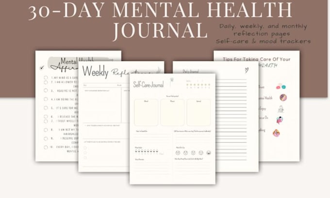 Design canva mental health selfcare wellness nutritionplanner journals ...