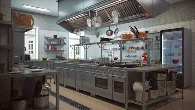 Renew 3d kitchen restaurant,interior layout,commercial building,cgi ...