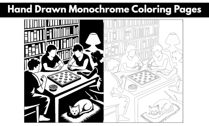 Design unique hand drawn black and white monochrome coloring pages by ...