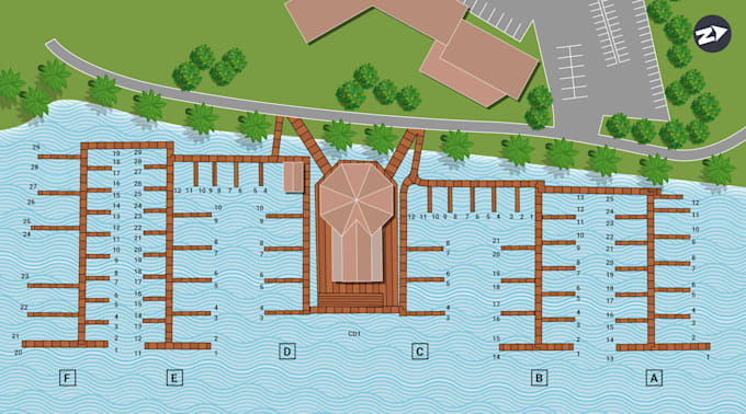 Draw a marina map in vector illustrator by Hamjaiu | Fiverr