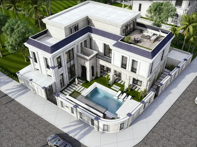 Be your architect, do 3d villa,cgi apartment, modern house design ...