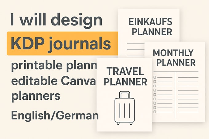 Design german kdp journals printable planners editable canva templates ...