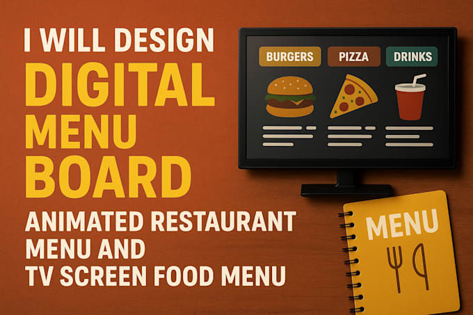 Design a digital menu board, animated restaurant menu, and tv screen ...