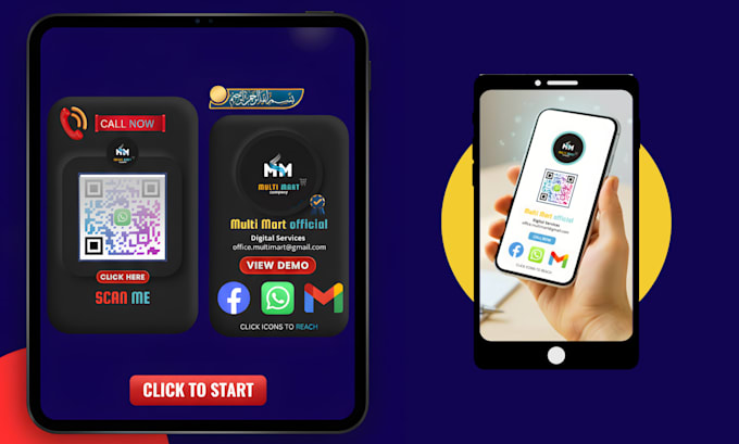 Design a clickable virtual business card with qr code in 24h by Gazi ...