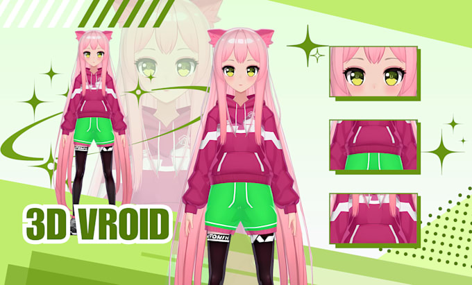 Create custom 3d vroid, vtuber, live2d character for avatar vrchat by Zanyland | Fiverr