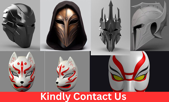 Create custom halloween 3d mask, oni mask, 3d cosplay helmet, props stl ...