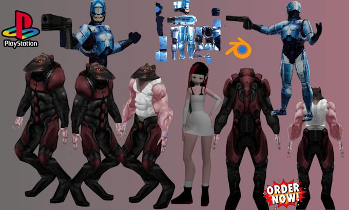 Model rig ps1 character, 3d retro ps2 lowpoly model, ps1 vtuber, y2k ...