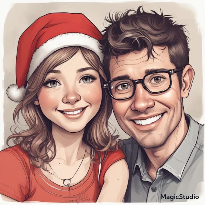 Draw and design a christmas family group cartoon by Bennierause | Fiverr