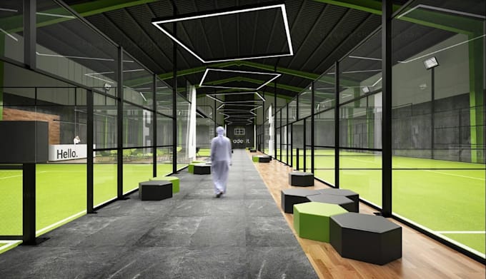 Renovate 3d padel court,tennis court,sport facility,hallway design,cgi ...