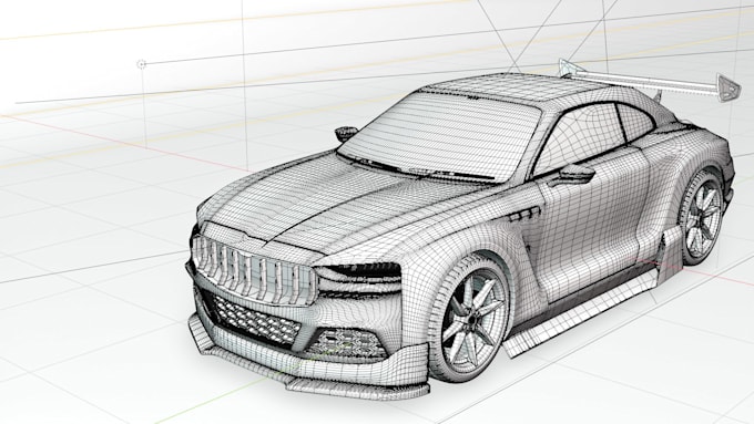 3d concept car rendering, car wire frame, car retopology, 3d car mesh ...