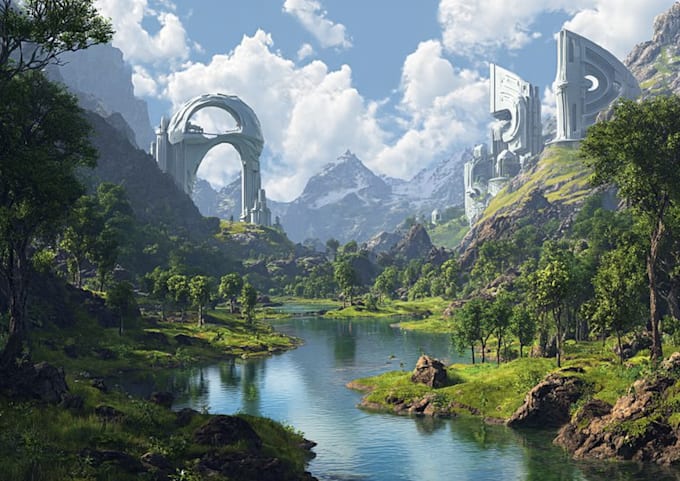 Draw fantasy, post apocalyptic, background or concept art by ...