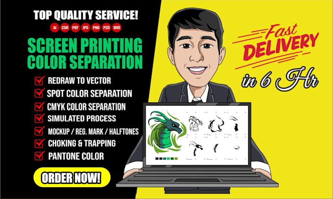 Do color separation for screen printing cmyk, spot, simulation within 6 ...
