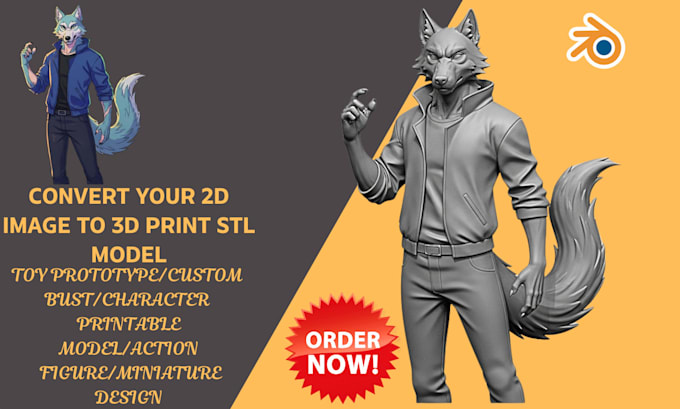 Convert your 2d image drawing into 3d model stl files for toys, 3d ...