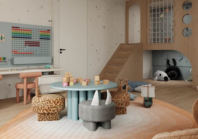 Remodel 3dfunctional kid playingroom,cgi interior render,space design ...