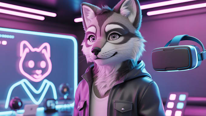 Model realistic 3d furry model, vrchat avatar or 3d vtuber model for pc ...