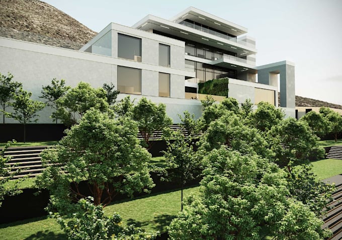 Redesign villa exterior, interior rendering,rooftop garden, facade,3d ...