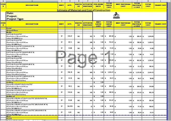 Do material takeoff, cost construction estimation, bill of quantities ...
