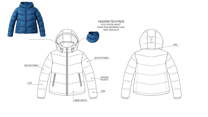 Create professional fashion tech pack, apparel tech pack, garment spec ...