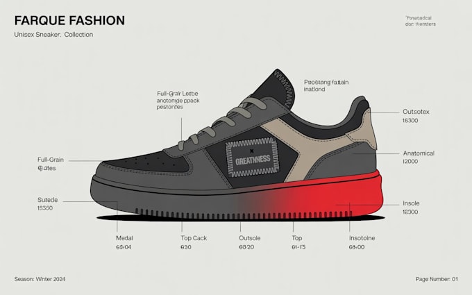 Design footwear, sneakers, shoes with sketch and tech pack for ...
