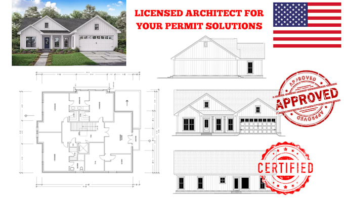Provide engineering permit full permit set permit building as licensed ...