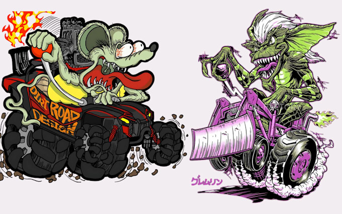 Draw rat fink illustration cartoon art monster kustom kulture ...