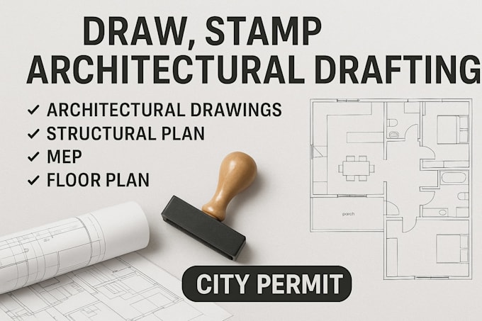 Draw, stamp architectural drafting, structural plan mep, floor plan ...