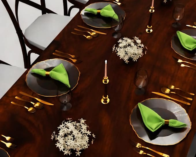 Arrange 3d event tables design,centerpiece,table setting,napkin ...