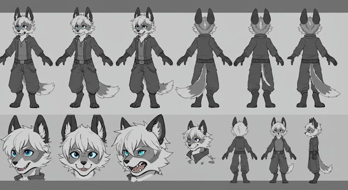 Draw character reference sheets, anime turnarounds, furry and game ...