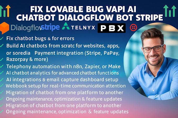 Build fix bug vapi ai chatbot dialogflow bot stripe twilio n8n erp ...