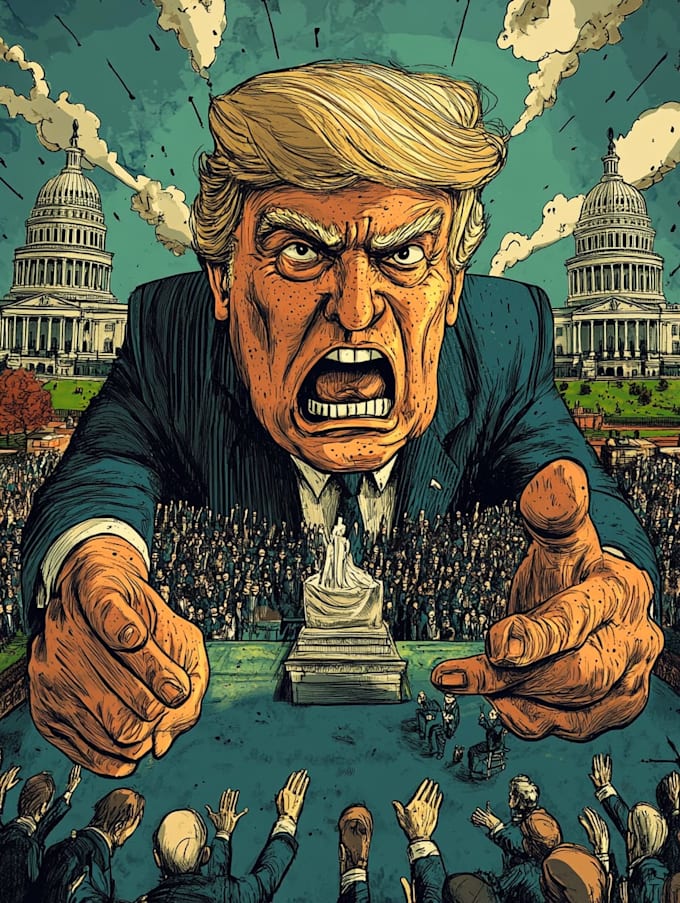 Make a political cartoon art by Levicerdahuio | Fiverr
