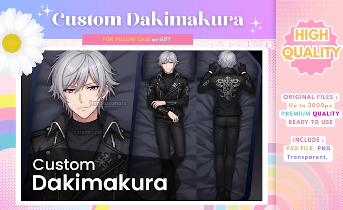 Create custom dakimakura anime illustration body pillow design oc ...