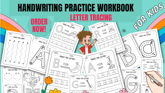Create children handwriting letter tracing worksheet, dot maker, math ...