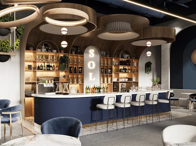 Modern 3d interior cafe design,retail store,lounge,resturant ...