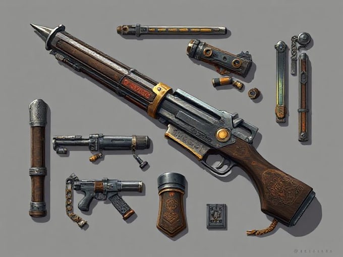 Design creative concept art of weapons and items by Elayahyrda | Fiverr